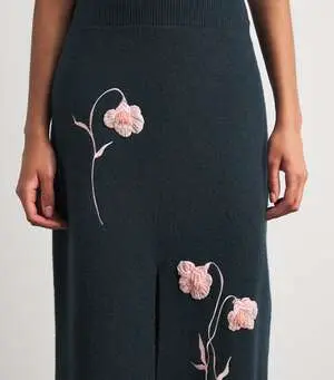 Erdem Embroidered Midi Pencil Skirt