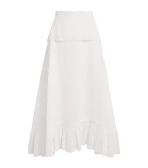 Ulla Johnson Broderie Anglaise Midi Skirt - White