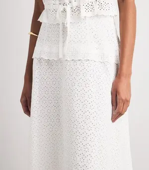 Ulla Johnson Broderie Anglaise Midi Skirt - White