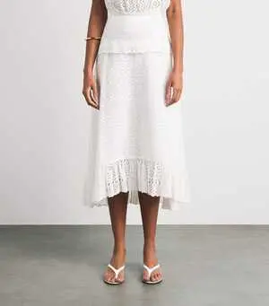 Ulla Johnson Broderie Anglaise Midi Skirt - White