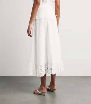 Ulla Johnson Broderie Anglaise Midi Skirt - White