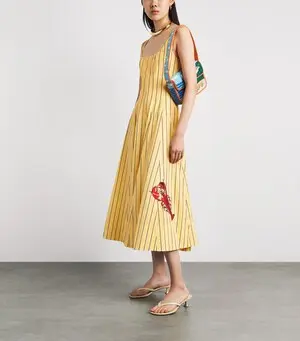Staud Stripe Wells Midi Dress - Beige