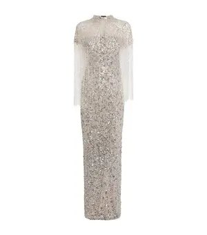 Jenny Packham Embellished Sirocco Gown And Cape - Ivory
