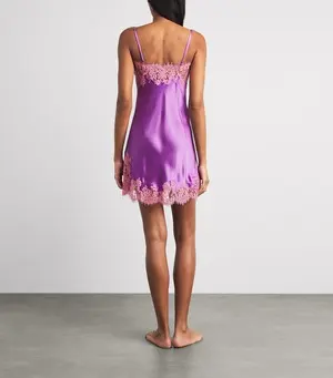 MARJOLAINE Silk Floral Lace Slip Dress