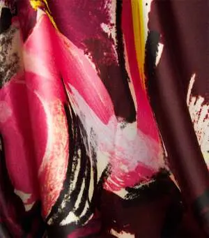 ROKSANDA Amari Printed Satin Midi Skirt - Burgundy