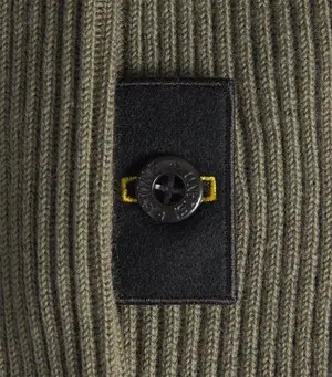 Stone Island Virgin Wool Ribbed Crewneck Sweater - Green