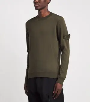Stone Island Virgin Wool Ghost Crew Neck Sweater - Green