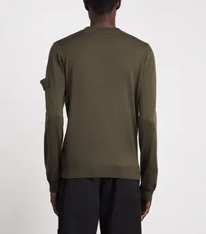 Stone Island Virgin Wool Ghost Crew Neck Sweater - Green