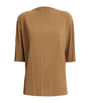 Max Mara Chiffon Pleated Boat-neck Blouse