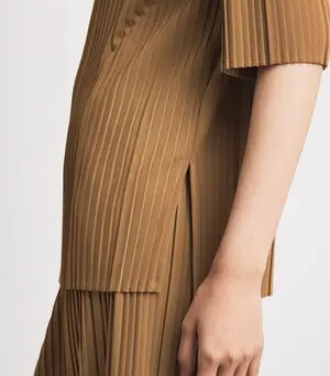 Max Mara Chiffon Pleated Boat-neck Blouse