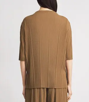 Max Mara Chiffon Pleated Boat-neck Blouse