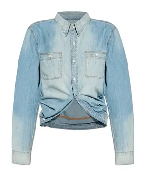 R13 Wrap Denim Shirt - Blue