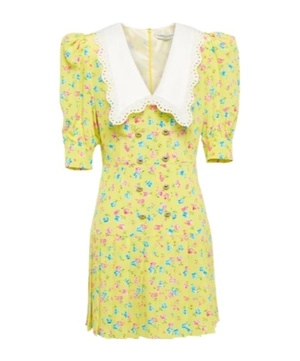 Alessandra Rich Floral Silk Minidress - Yellow