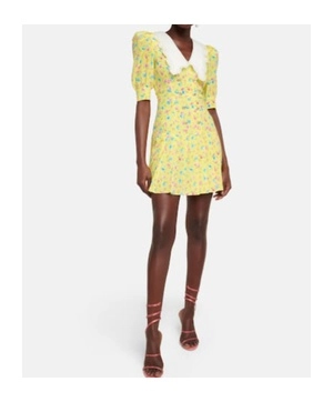 Alessandra Rich Floral Silk Minidress With Lace-trimmed Cape Collar