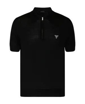 Prada Half-zipper Short-sleeved Polo Shirt - Black