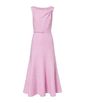 Roland Mouret Asymmetric Belted Bouclé Midi Dress - Pink