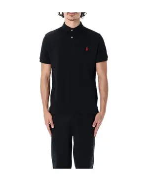Polo Ralph Lauren Logo Embroidered Polo Shirt - Black