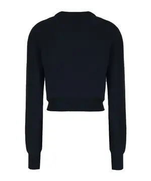 Malo Ribbed Cropped Sweater - Black