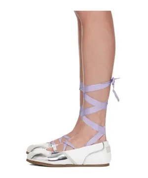 Moschino Suede Mirror Effect Ballet Flats