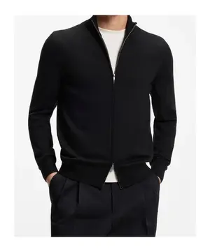 Hugo Boss Zip-up Sweater In Merino Wool