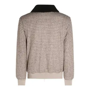 Eleventy Checked Shearling-collar Jacket