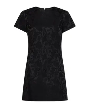 Saint Laurent Floral Jacquard Mini Dress - Black