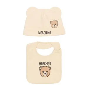 Moschino Teddy Bear-print Beanie Set - Nude