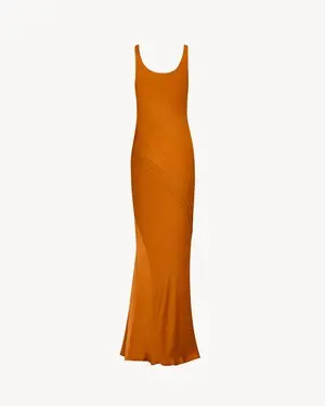 Saint Laurent Draped Silk Satin Tank Dress