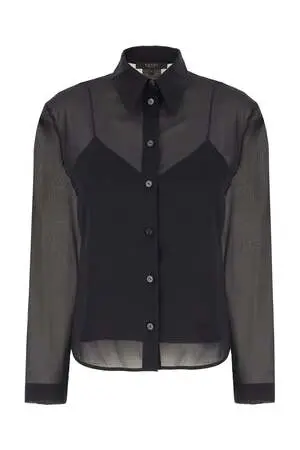Gucci Sheer Button-up Shirt With Draped Detail - Multicolor