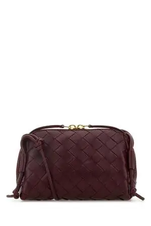 Bottega Veneta Burgundy Leather Concert Crossbody Bag - Red