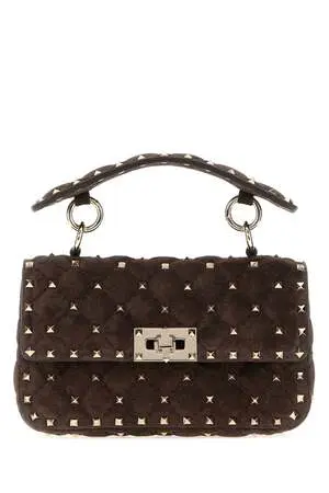 Valentino Garavani Suede Rockstud Handbag - Brown