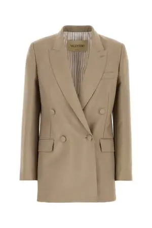 Valentino Garavani Cappuccino Mohair Blend Blazer - Brown