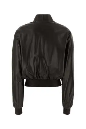 Gucci Dark Nappa Leather Bomber Jacket