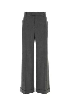 Brunello Cucinelli Dark Grey Wool Blend Palazzo Pant - Gray