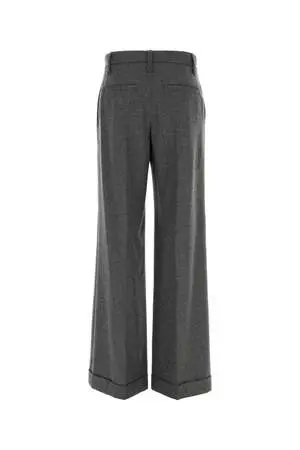 Brunello Cucinelli Dark Grey Wool Blend Palazzo Pant
