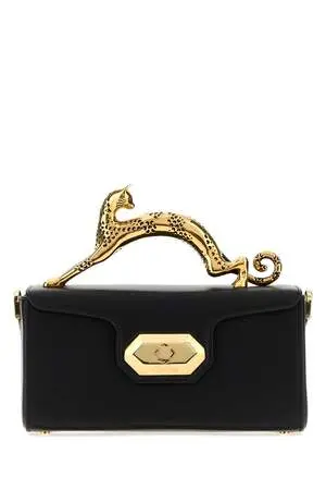 LANVIN LANVIN Leather Nano Pencil Cat Handbag With Golden Metal Finishing Black