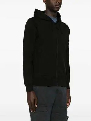 Stone Island Zip-up Hoodie With Brand Logo Patch