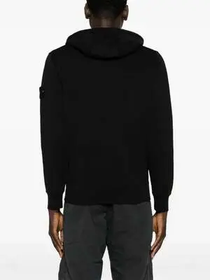 Stone Island Zip-up Hoodie With Brand Logo Patch