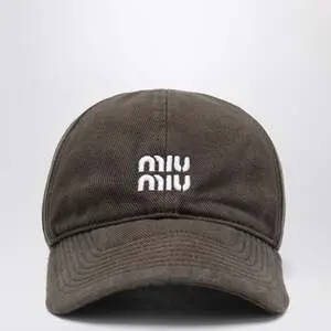 Miu Miu Washed Denim Baseball Cap - Brown