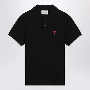 AMI Paris De Cå“ur Polo Shirt - Black
