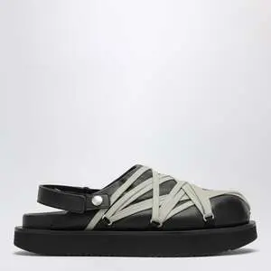 Rick Owens Leather Mules With Criss-cross Laces - Black