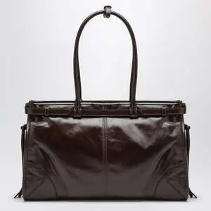 Prada Bonnie Large Leather Handbag In Dark - Brown
