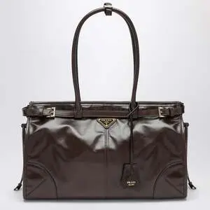 Prada Bonnie Large Leather Handbag - Brown