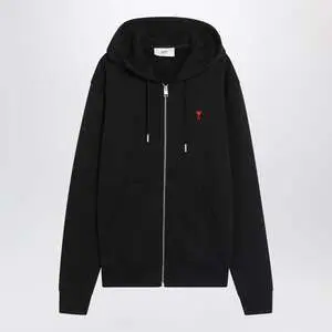 AMI Paris De Coeur Zip-up Hoodie - Black