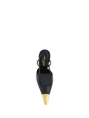 Saint Laurent Jeanne Leather Slingback Pumps - Black