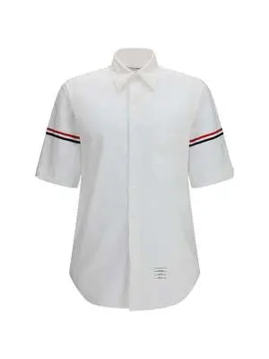 Thom Browne Short-sleeve Shirt With Contrast Stripes - White