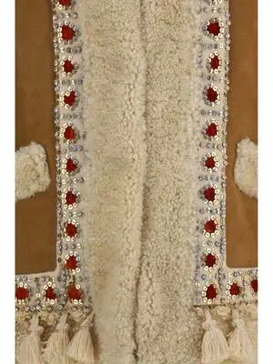 Valentino Garavani Suede And Fur Vest With Embellishments - Cream