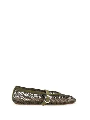 Alaïa Mesh Ballerinas With Buckled Strap - Green