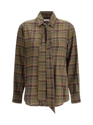 Saint Laurent Cassandre Check Lavallière Shirt - Green
