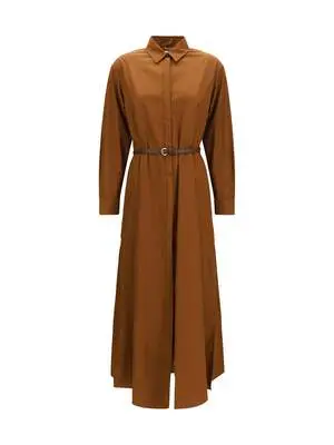 MAX MARA STUDIO Cotton Shirt Dress - Brown